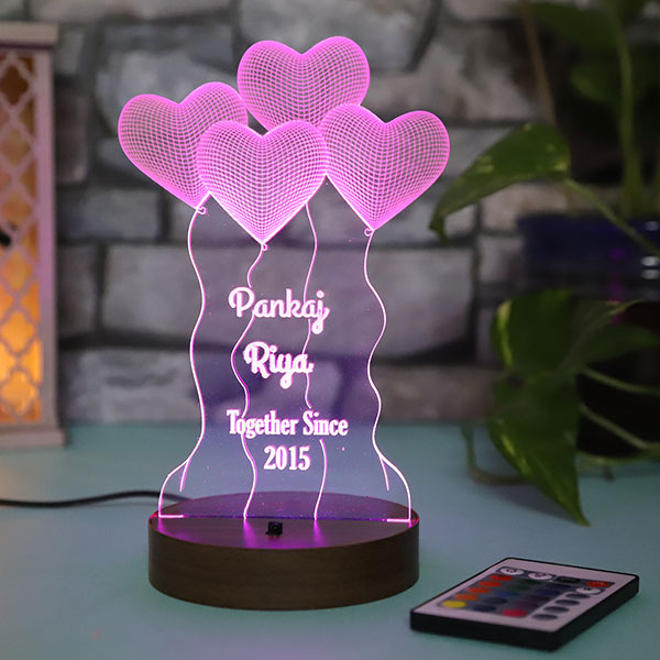 Send Personalised Hearts led lamp Online Gifts | Doviko