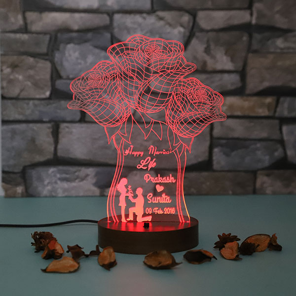 Send Personalised Roses Led Lamp Online Gifts | Doviko